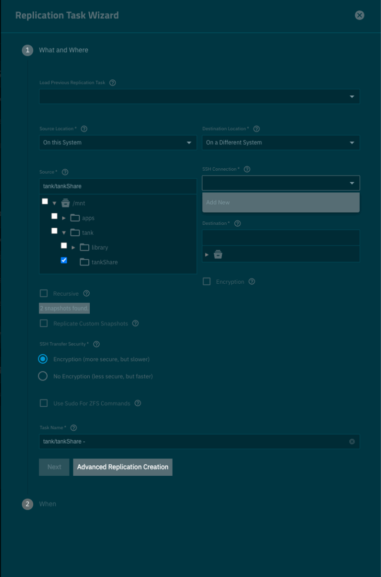 setting up truenas remote replication task – Steven Kussmaul
